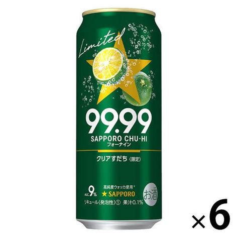 Lohaco 【ワゴンセール】チューハイ 9999（フォーナイン） クリアすだち 500ml×6本 サワー 酎ハイ（わけあり品）