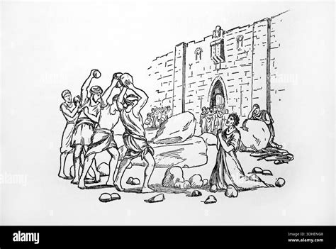 Illustration Of The Stoning Of Stephen The First Martyrwhile The