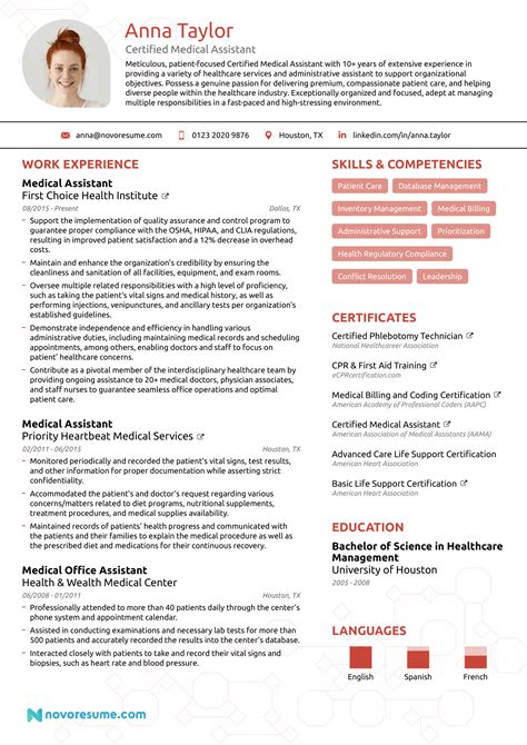 Free Medical Assistant Resume Templates Printables