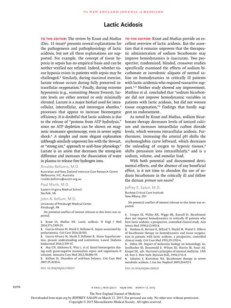 Pdf Lactic Acidosis