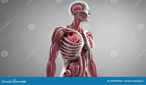Anatomy Of A Human Torso Highlighting Muscles And Internal Organs