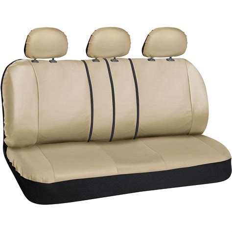 Oxgord Car Seat Cover Pu Leather Solid Beige With Front Low Bucket