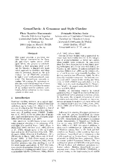 Pdf Gramcheck A Grammar And Style Checker