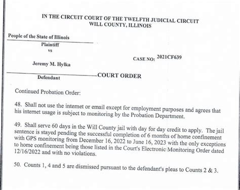 Joliet Sex Offender Jeremy Hylka Learns His Sentence Joliet Il Patch