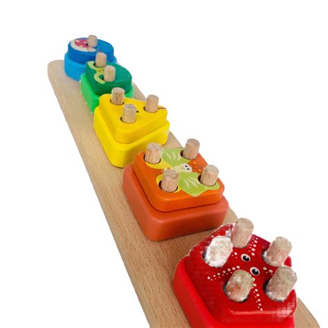 Open Ended Montessori Multi Peg Shape Stacker