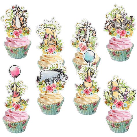 Buy 56 Pcs Vintage Winnie Cupcake Toppers Classic Winnie Cake Toppers