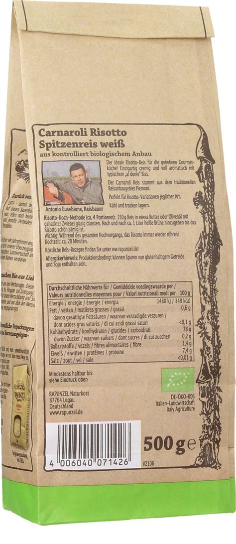 Rapunzel Organic Premium Carnaroli Risotto Rice White 500 G Piccantino
