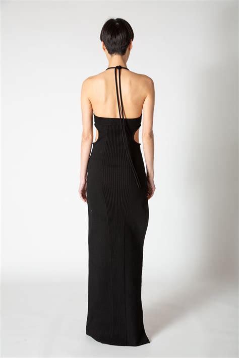 Off White Cut Out Halter Dress