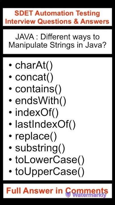 Java Different Ways To Manipulate Strings In Java Sdet Automation Testing Interview Youtube