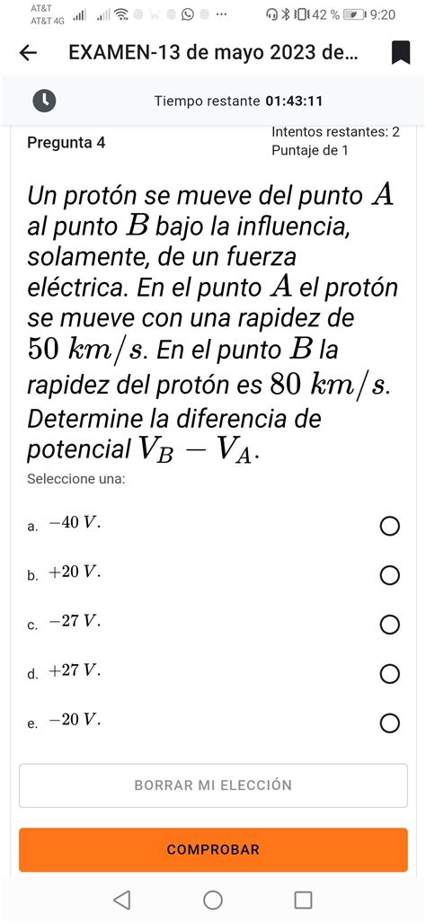 Solved Atandt 1 ≈ 42 9 20 ← Examen 13 De Mayo 2023 De 1