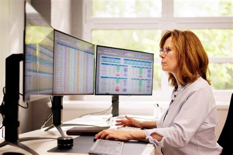 Computer Spreadsheet Data Analyst Woman Stock Image Image Of Report Office 315469285