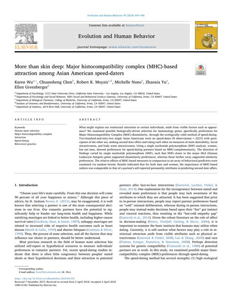 Pdf More Than Skin Deep Major Histocompatibility Complex Mhc Based