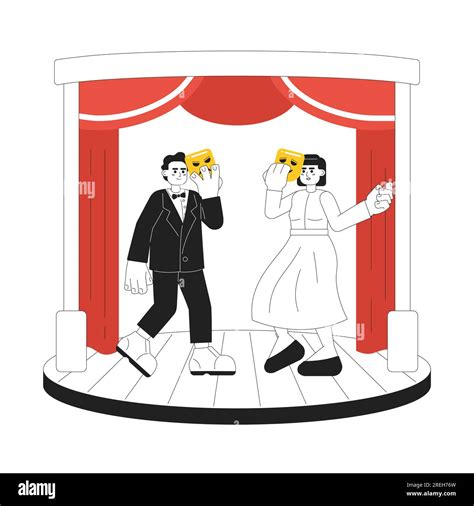 Theatre Performance 2d Vector Monochrome Isolated Spot Illustration
