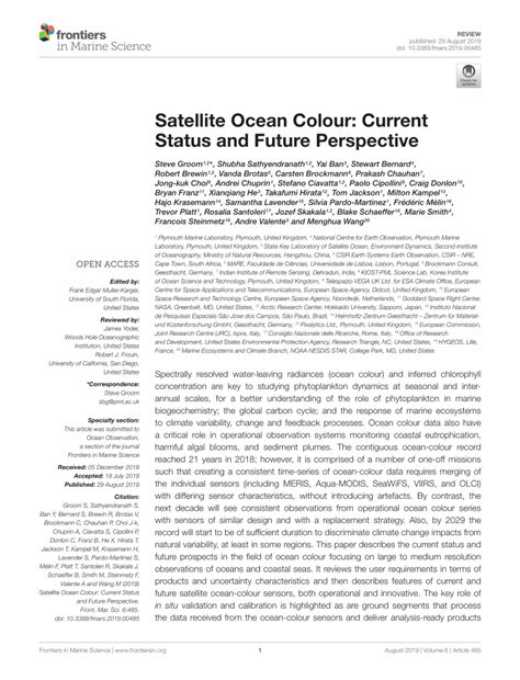Pdf Satellite Ocean Colour Current Status And Future Perspective