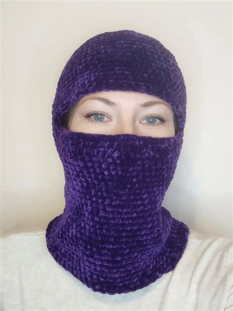 Plush Balaclava Crochet Pastel Balaclava Hand Knit For Teens Fluffy