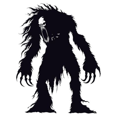 Silhouette Ancien Monstre Couleur Noire Seulement Corps Entier