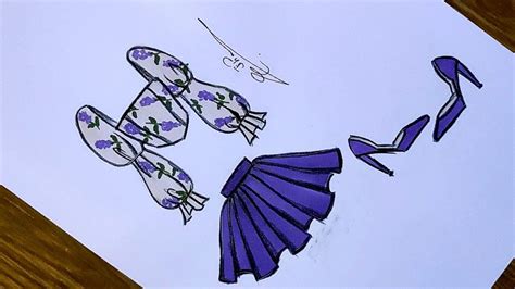 تعلم رسم ازياء كاجوال كيوت🪻 بدون مانيكان سهلة جدا بالخطوات رسم بنات
