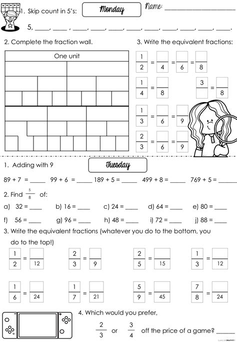 6th Class Maths Homework Sheets For The Entire School Year