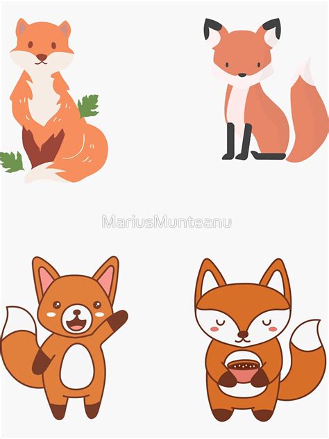 I Just Really Like Foxes Ok Sticker Pack Sticker By Mariusmunteanu