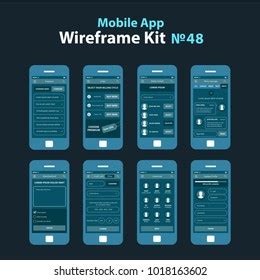 Mobile Wireframe App Ui Kit 48 Stock Vector Royalty Free 1018163602 Shutterstock