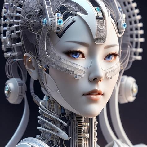 Premium Photo A Female Robot With A Blue Eyes And A Blue Eyes