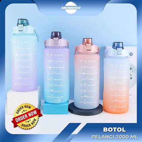 Jual Momoso Botol Minum Pelangi Botol Minum 2000 Ml Botol Minum Motivasi Botol Pelangi