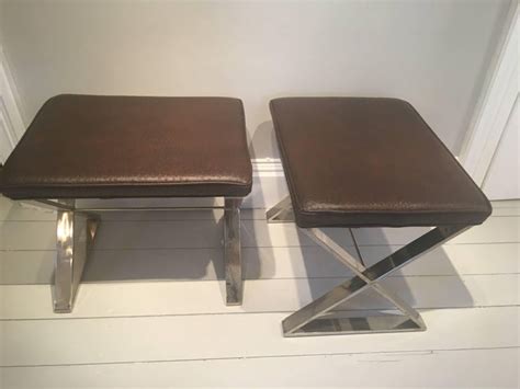 Two Pairs Of X Stretched Stools For Sale At 1stdibs
