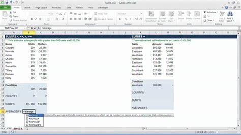 excel tips tip 36 sumifs countifs averageifs youtube