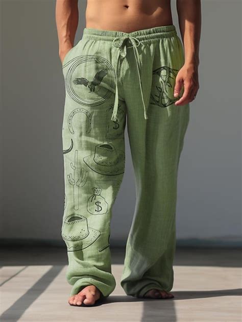 Adler Cowboy Vintage Herren Leinenhose Hosen Hose Outdoor Freizeitskleidung Strassenmode