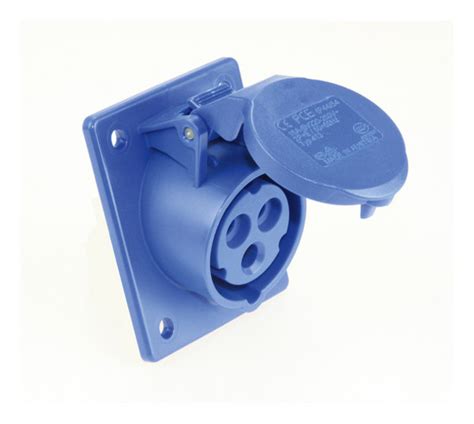 Flanged Socket Sloping 2p E 16a 230v Ip44 Viv Isomatic