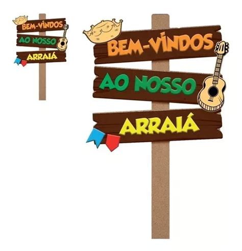 Enfeite Placa Festa Junina Bem Vindos Ao Nosso Arraiá cm Parcelamento sem juros
