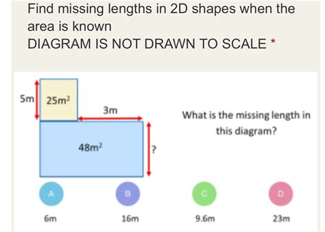 Solved Find Missing Lengths In 2d Shapes When The Area Is Known