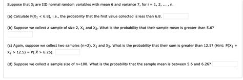 solved suppose that xi are iid normal random variables with