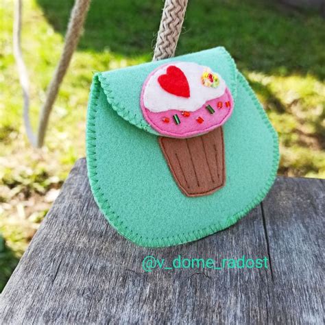 Кошелек из фетра на кнопке. Felt wallet. Cupcake