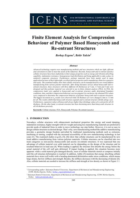 Pdf Finite Element Analysis For Compression Behaviour Of Polymer