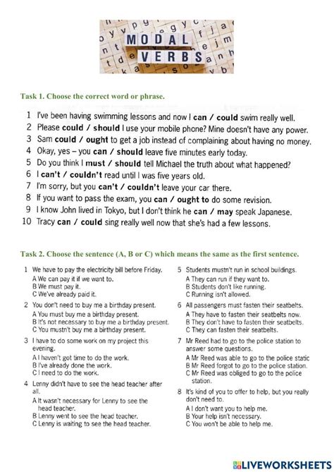 Modal Verbs B2 Free Interactive Worksheets 6840761