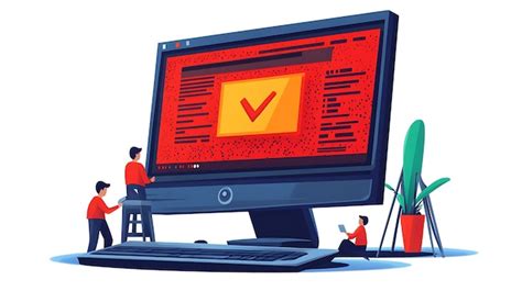 Tiny People Examining Operating System Error Warning On Web Page Isolated Flat Vector