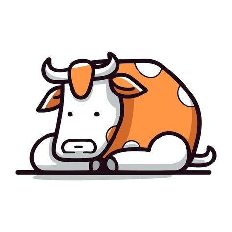 Premium Vector Cute Cartoon Cow Sleeping On A White Background Vector