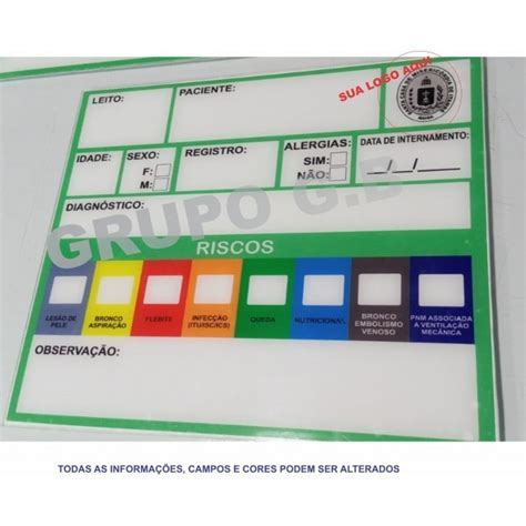PLACA DE IDENTIFICAÇÃO DE PACIENTES BEIRA LEITO