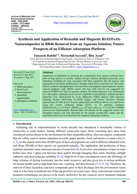 Pdf Synthesis And Application Of Reusable And Magnetic Rgofe3o4