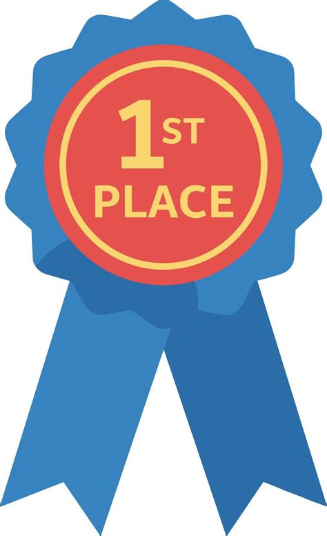 Flat Style Detailed First Place Award Ribbon Badge Icon Symbol 73726352