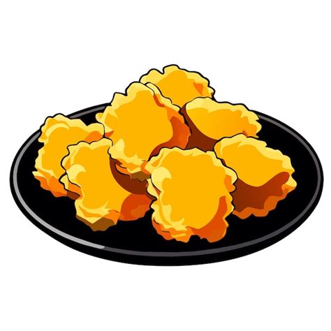 Premium Vector Fried Chicken Nuggets On A Plate Vector Illustration