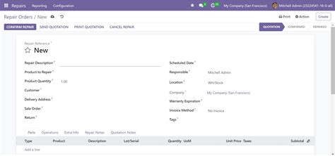 Repair Module Odoo Community Book