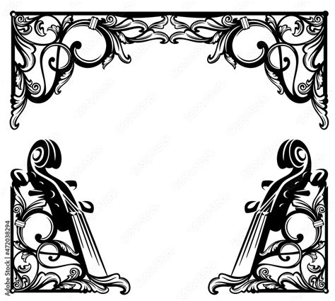 Antique Style Calligraphic Floral Ornament Forming Copy Space Frame For