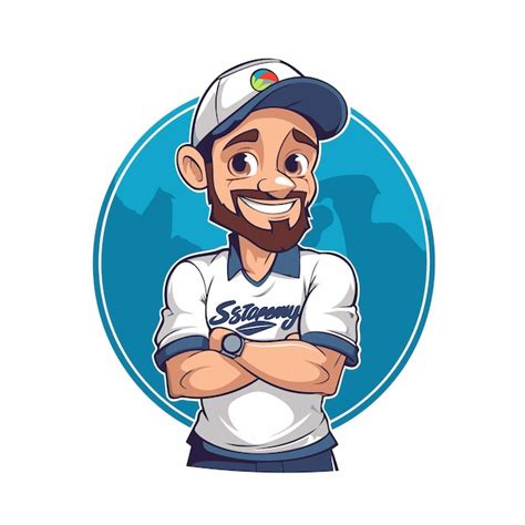 Premium Vector Portrait Of Smiling Baseball Player In Cap And Tshirt Vector Illustration