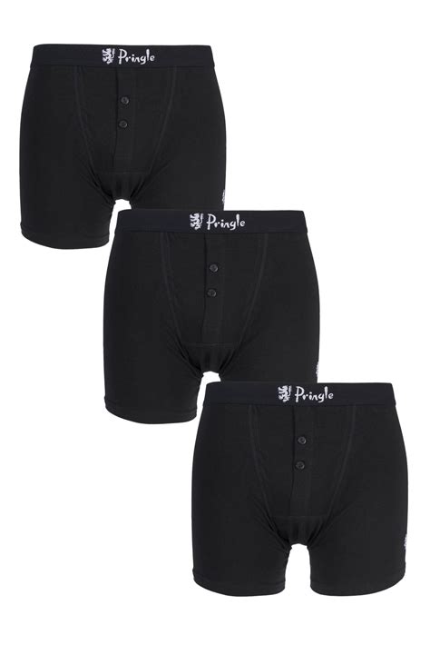 Mens 3 Pack Pringle Button Front Cotton Boxer Shorts