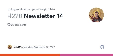 Newsletter 14 · Issue 278 · Rust Gamedevrust · Github