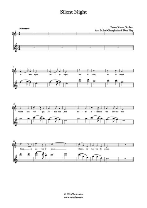 Silent Night Easy Level With Orchestra Gruber Flute Sheet Music