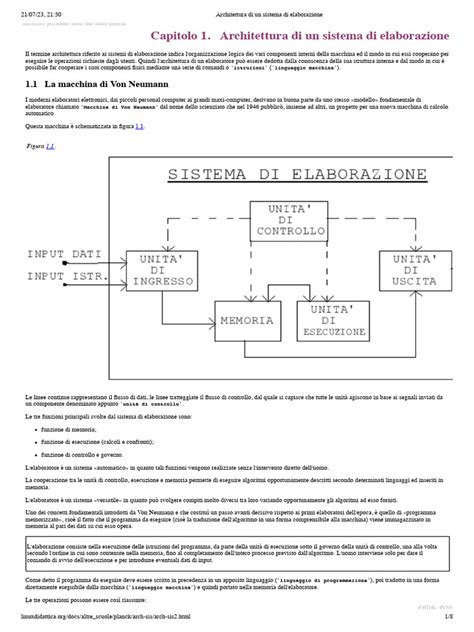 Architettura Di Un Sistema Di Elaborazione Pdf