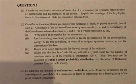 Question A A Statistical Mechanics Studyx